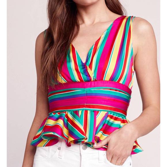 BB Dakota | Tops | New Bb Dakota Over The Rainbow Peplum Top In Rainbow ...